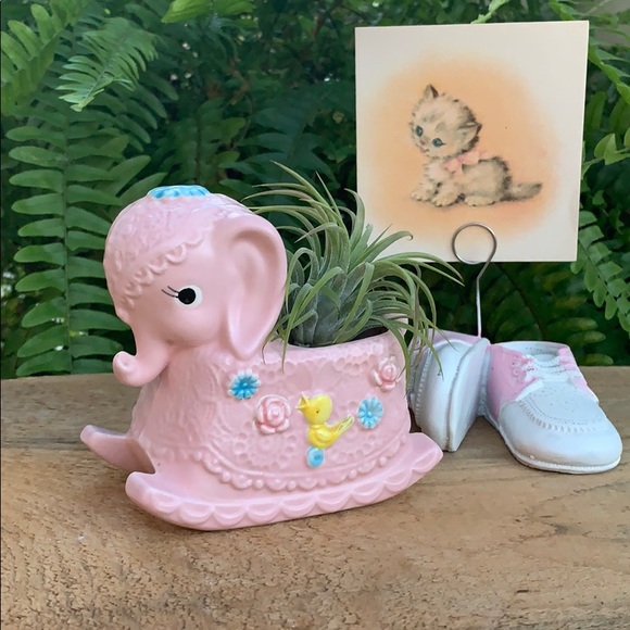 Vintage | Accents | Vintage Pink Elephant Baby Planter Nursery Decor ...